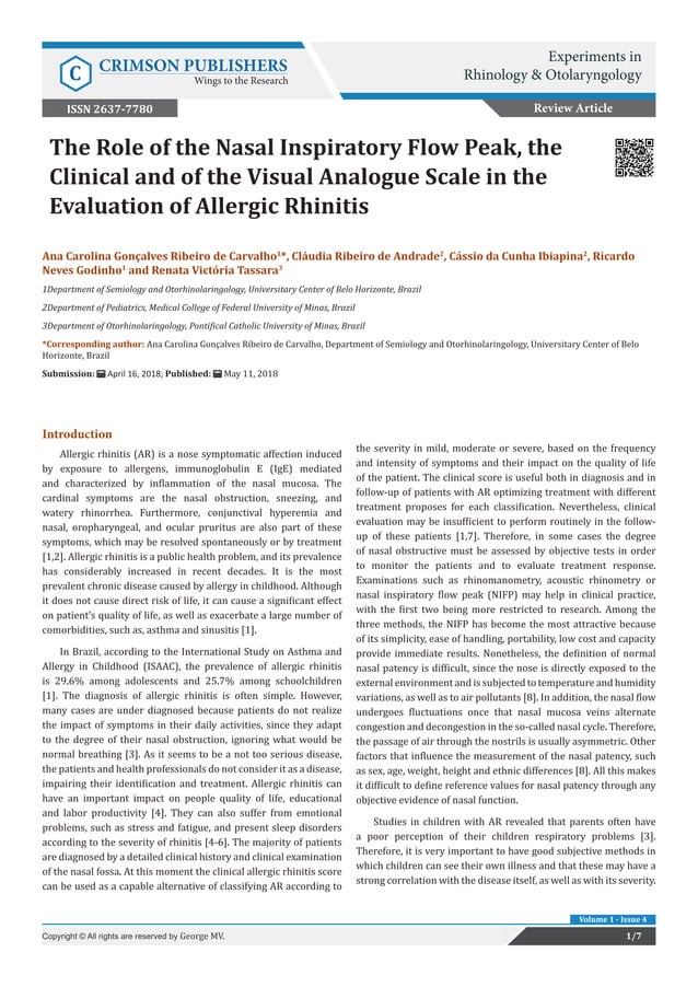 Crimson Publishers-The Role of the Nasal Inspiratory Flow Peak, the Clinical and of the Visual ...