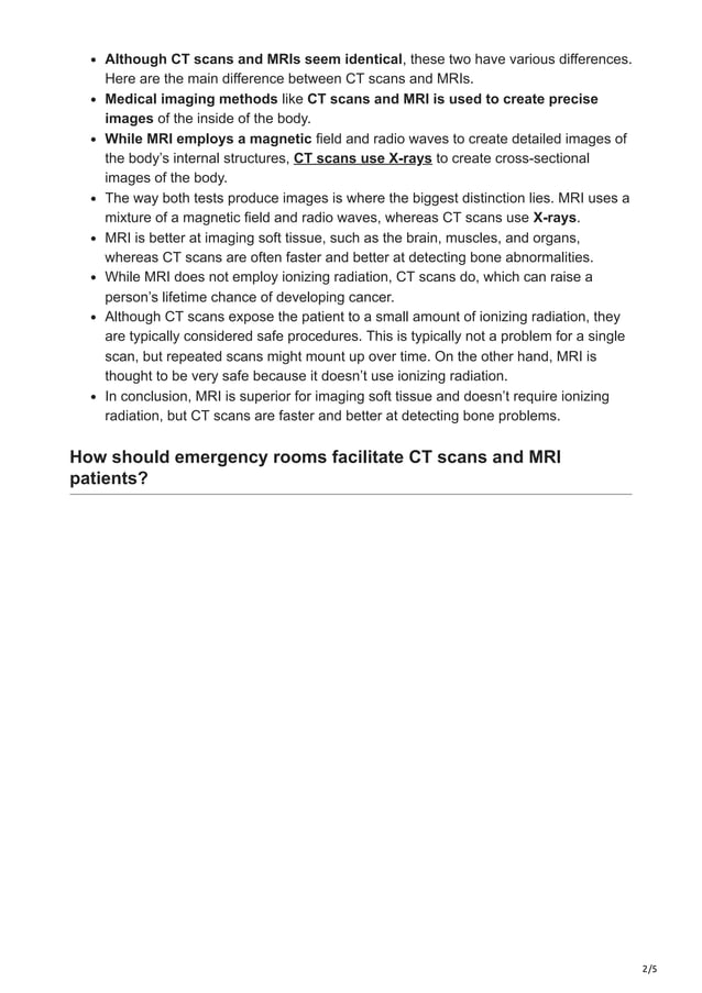 An Explanation Of The Differences Between An MRI And a CT Scan | PDF ...