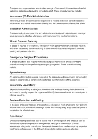 Emergency Room Procedures Providing Swift and Effective Care | PDF