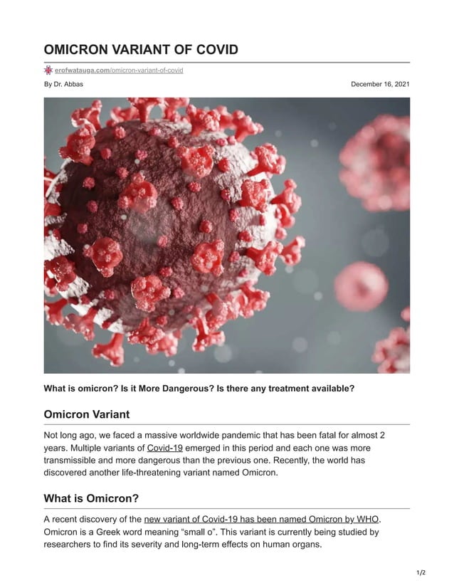 OMICRON VARIANT OF COVID | PDF