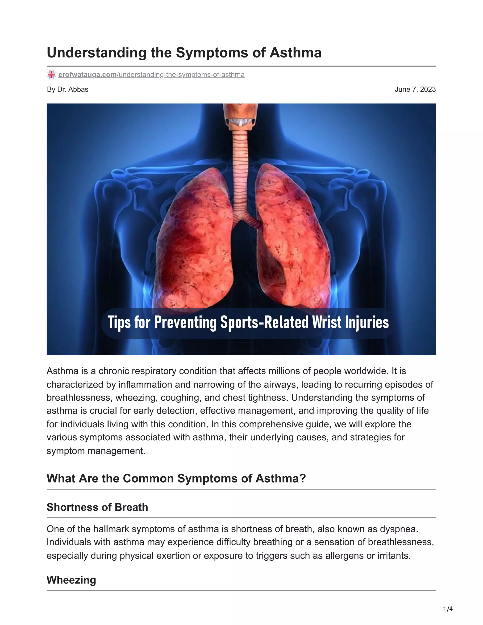 Understanding the Symptoms of Asthma | PDF