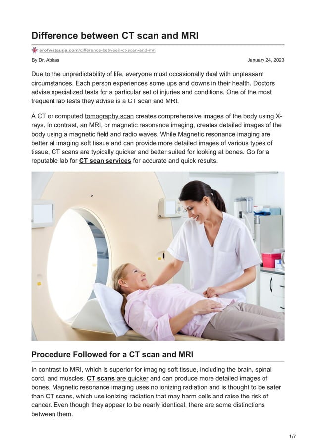 Difference between CT scan and MRI | PDF