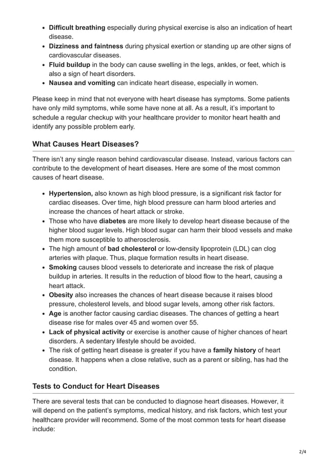 Heart Disease Symptoms Tests and Tips | PDF