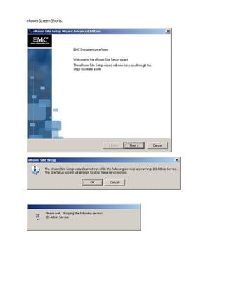 eRoom Installation Screen Shots | PDF