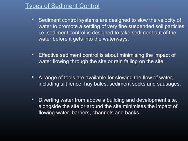 Erosion and Sedimentation Controls training | PPT | Indoor ...