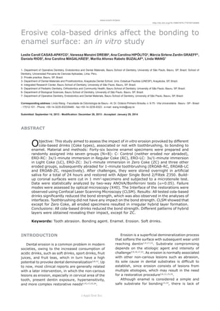 Erosive cola-based drinks affect the bonding to enamel surface: an in vitro study | PDF