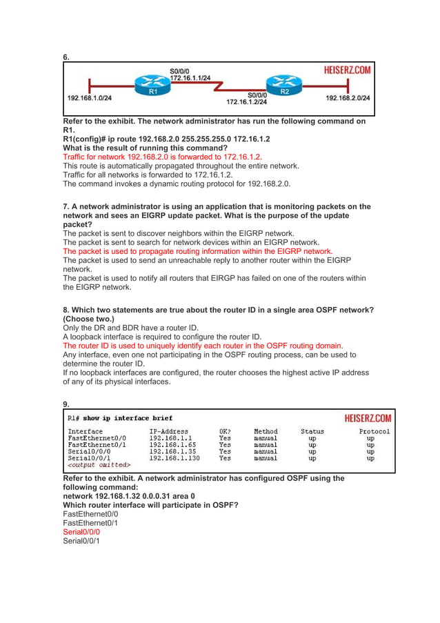 E routing final exam ccna 2 46 | PDF
