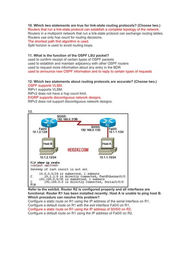 E routing final exam ccna 2 46 | PDF