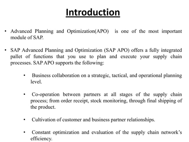 Advanced Planning And Optimization | PPTX