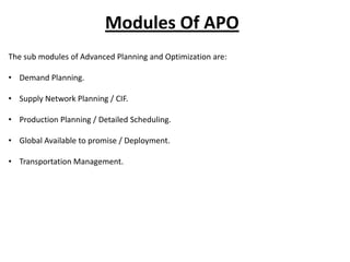 Advanced Planning And Optimization | PPTX