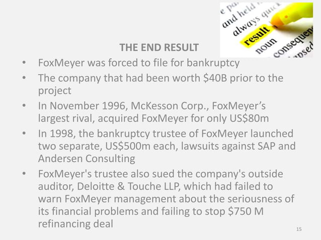 Erp failure-foxmeyer | PPTX | Bankruptcy | Business Banking & Finance