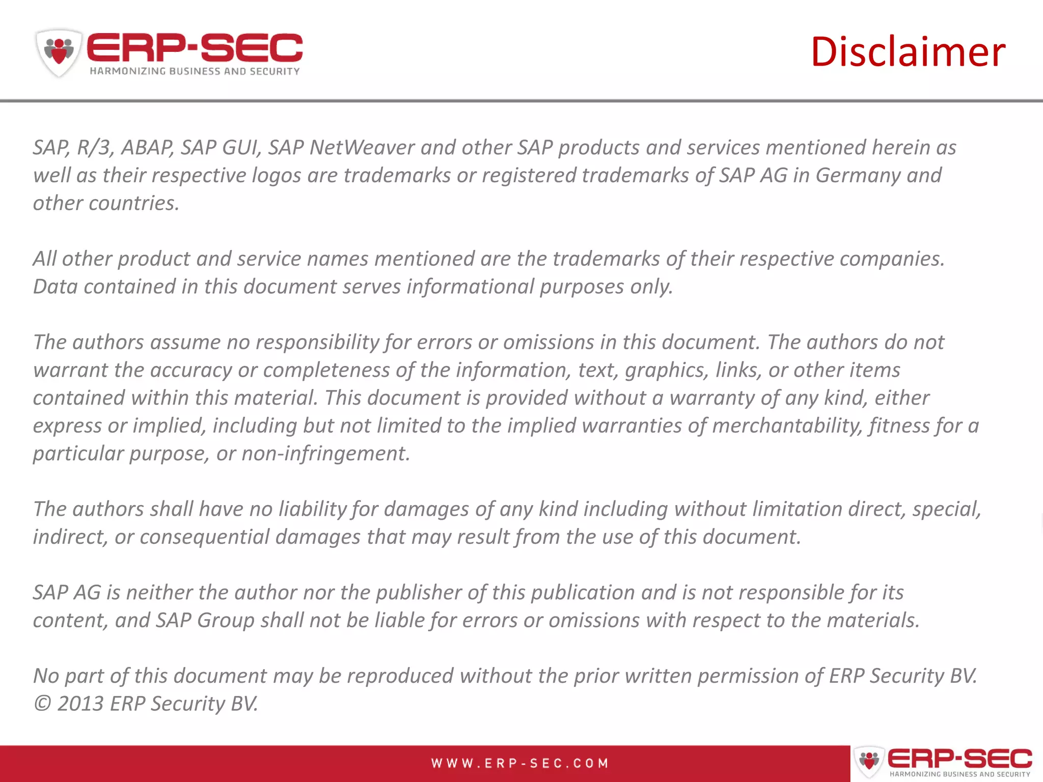 Erp security joris-van_de_vis_sap_security_sitnl_2015_v0.2 | PDF