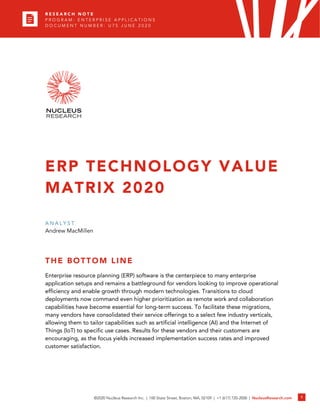 Erp technology-value-matrix-2020-erp-comparison | PDF | Cloud Computing ...