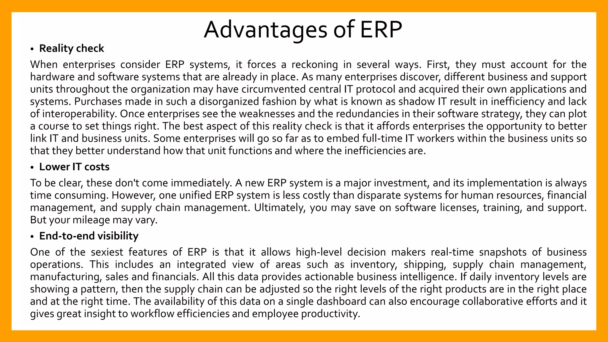 Enterprise Resource Planning - ERP | PPTX