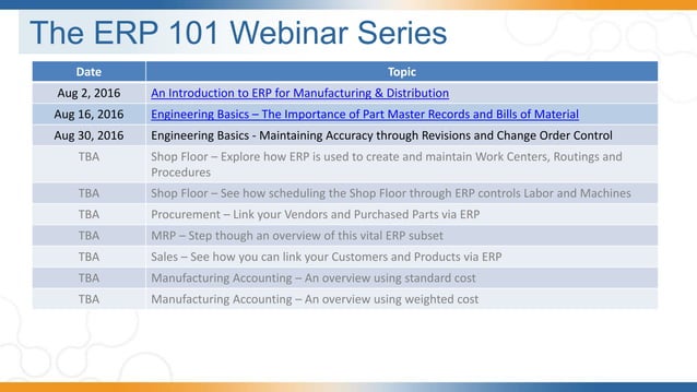ERP 101 Series: Engineering Basics - The Importance of Part Master ...