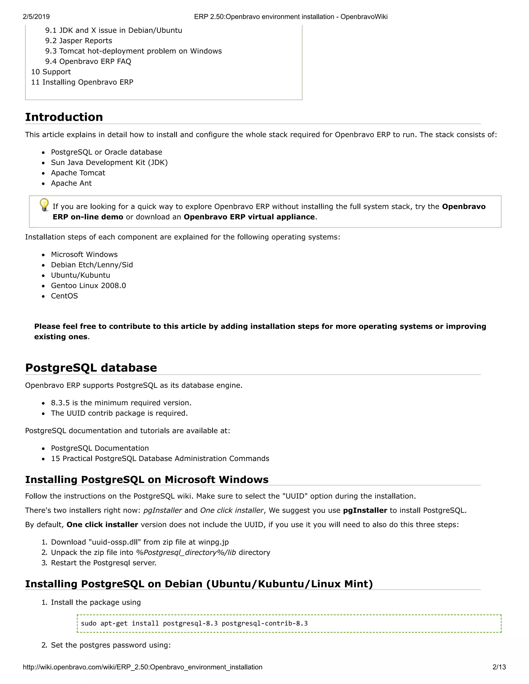 Erp 2.50 openbravo environment installation openbravo-wiki | PDF