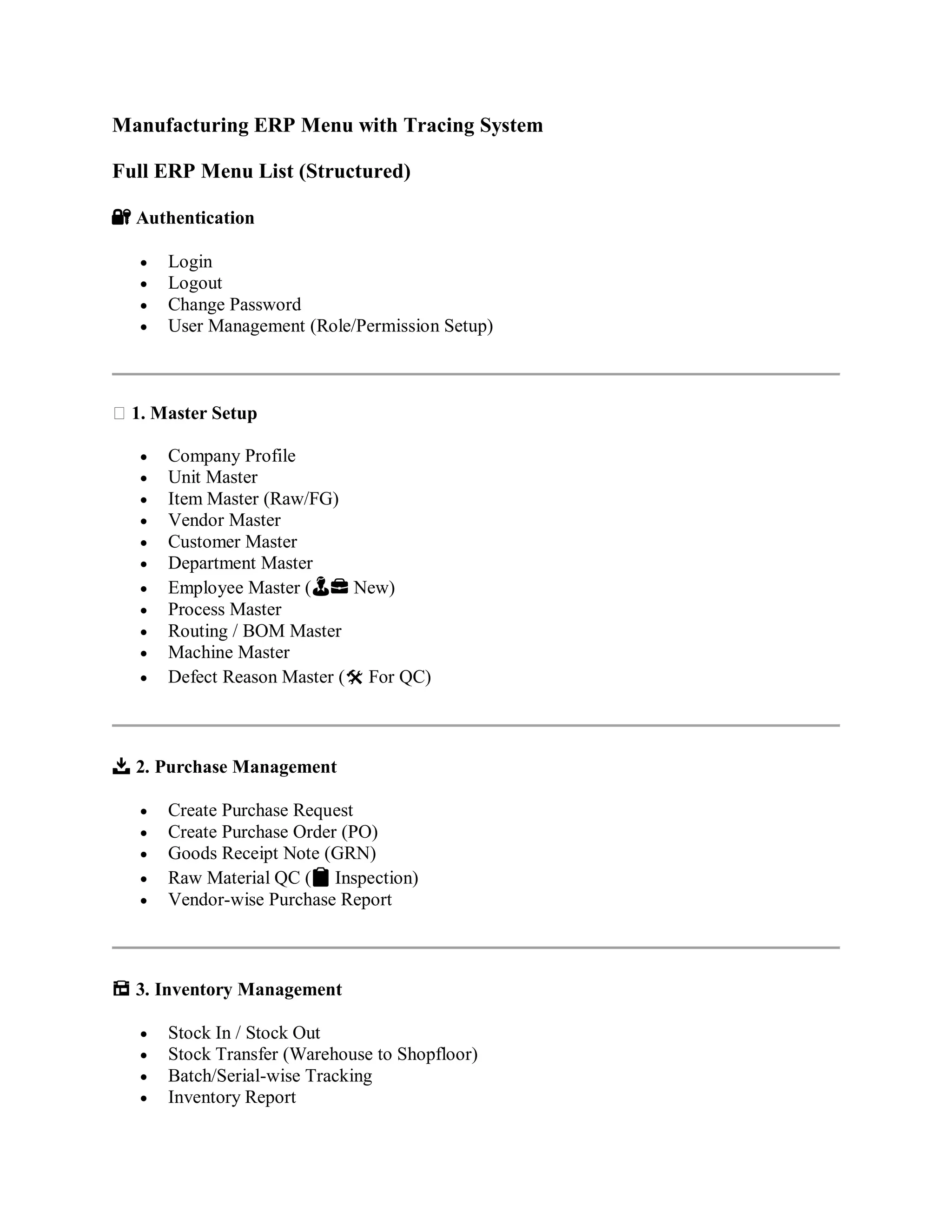 Manufacturing ERP Menu with Tracing System Kuldeep Mahoba | PDF