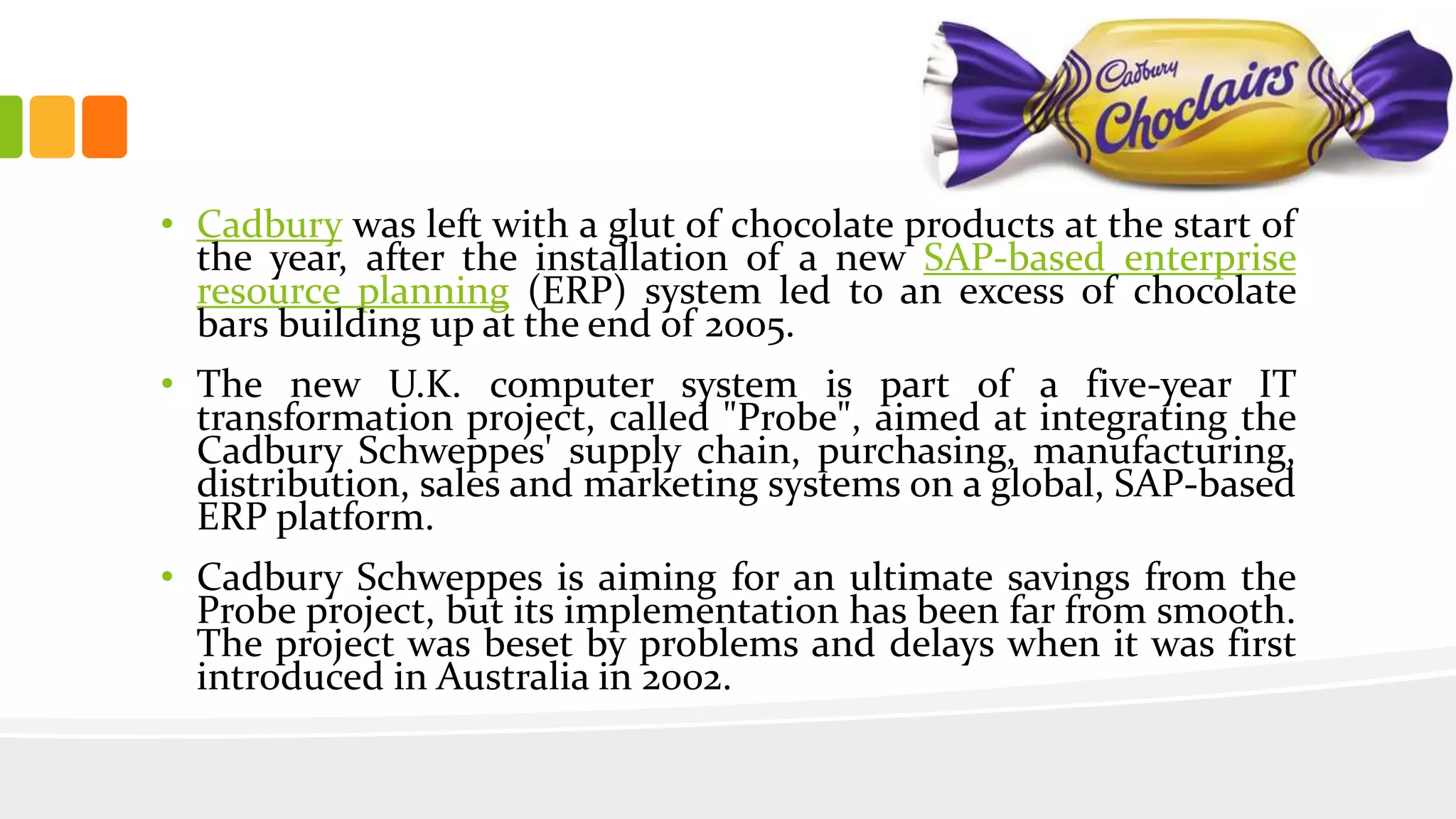 case study on ERP success(cadbury) and failure(hershey's) | PPTX