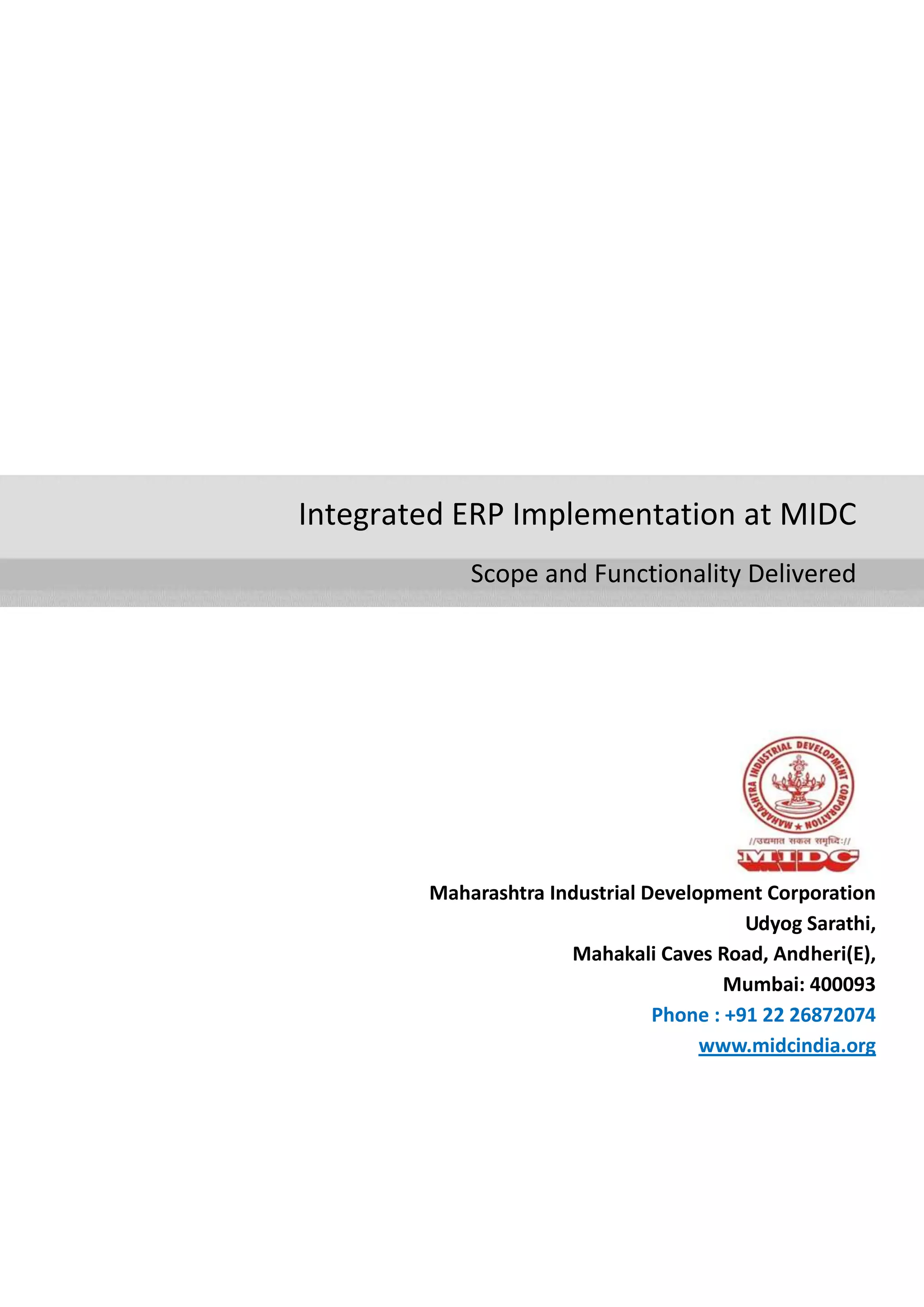 Integrated ERP_ScopeDocument | PDF