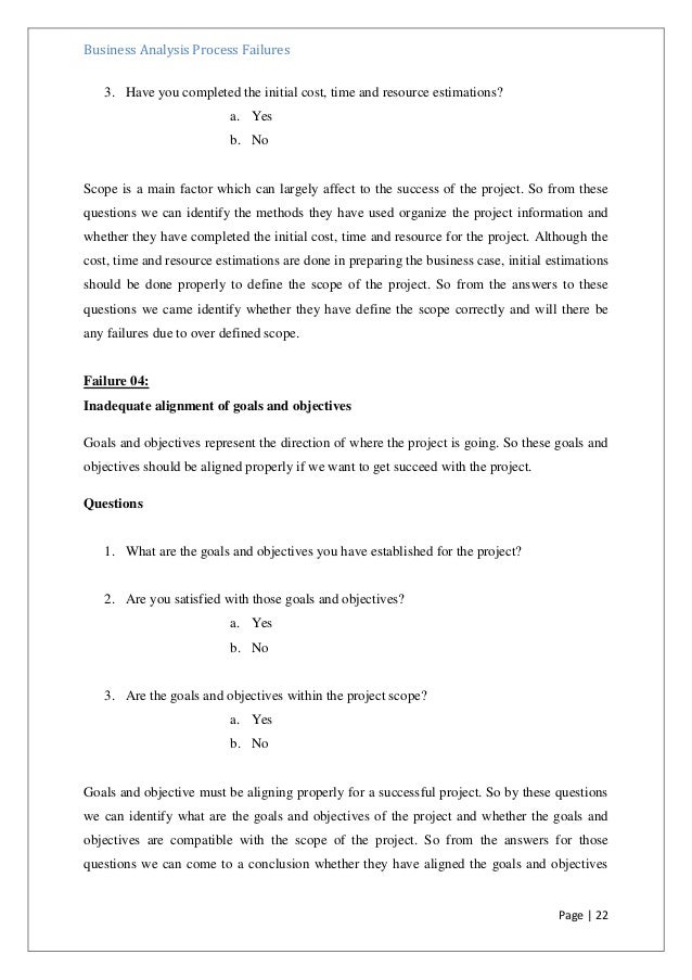 A Questionnaire for Identify Failures in Business Analysis Phase of E…