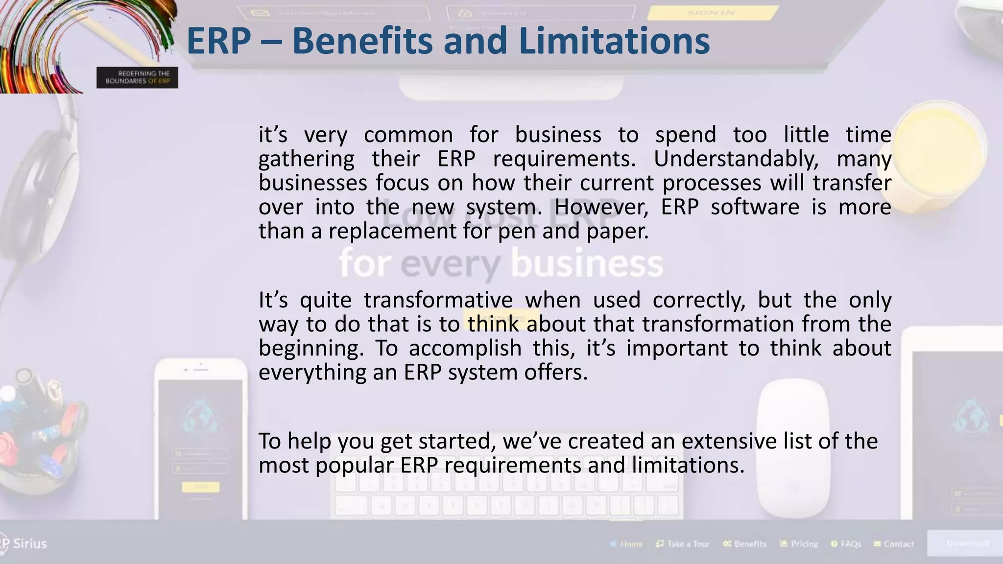 ERP Benefits and Limitations | PPTX