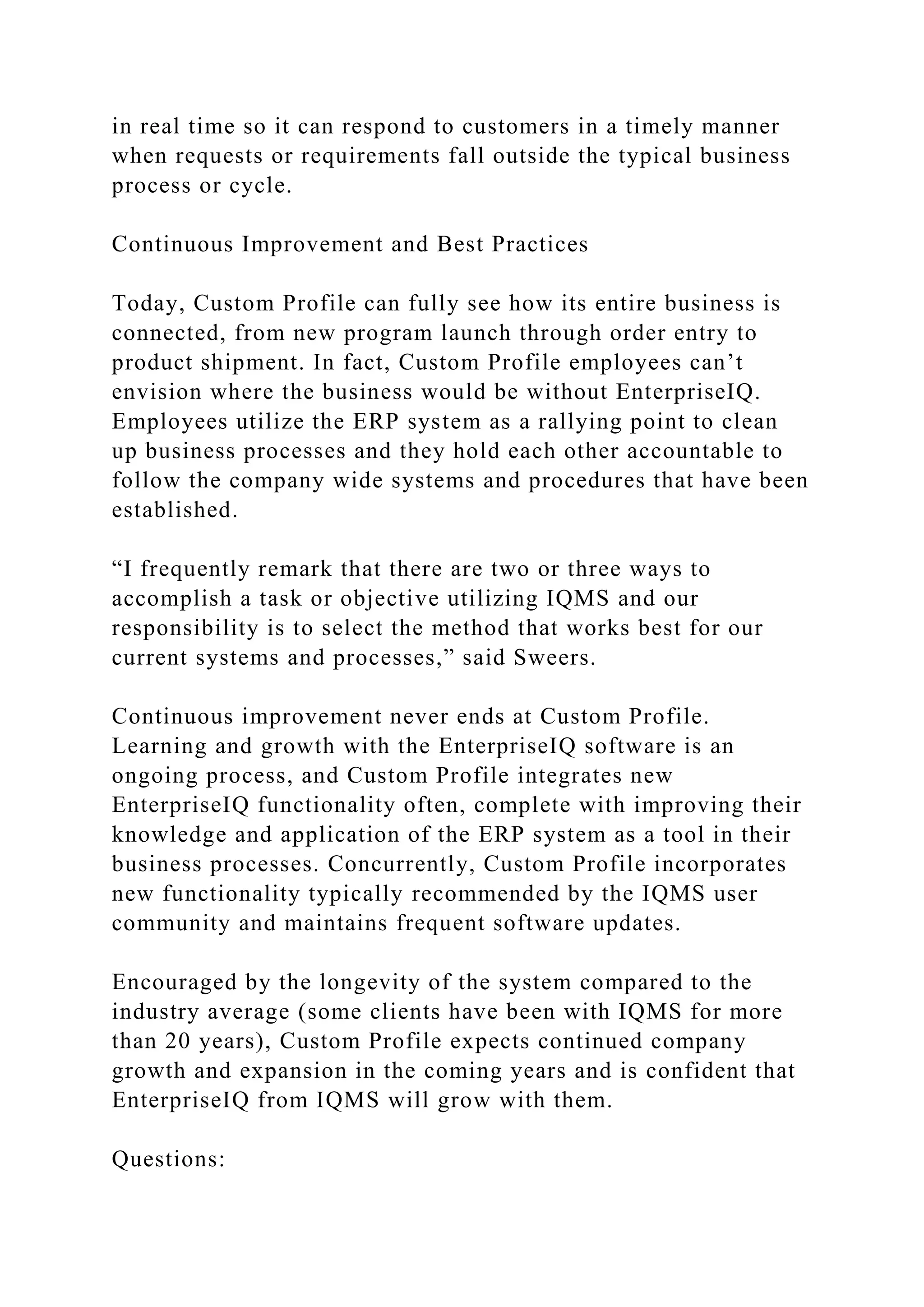 ERP Case Study IThe CompanyFounded in 1992, Polymer Extruded.docx