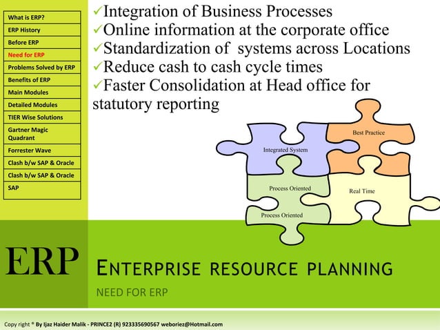 Erp enterprise resource planning sap oracle by ijaz haider malik | PPT