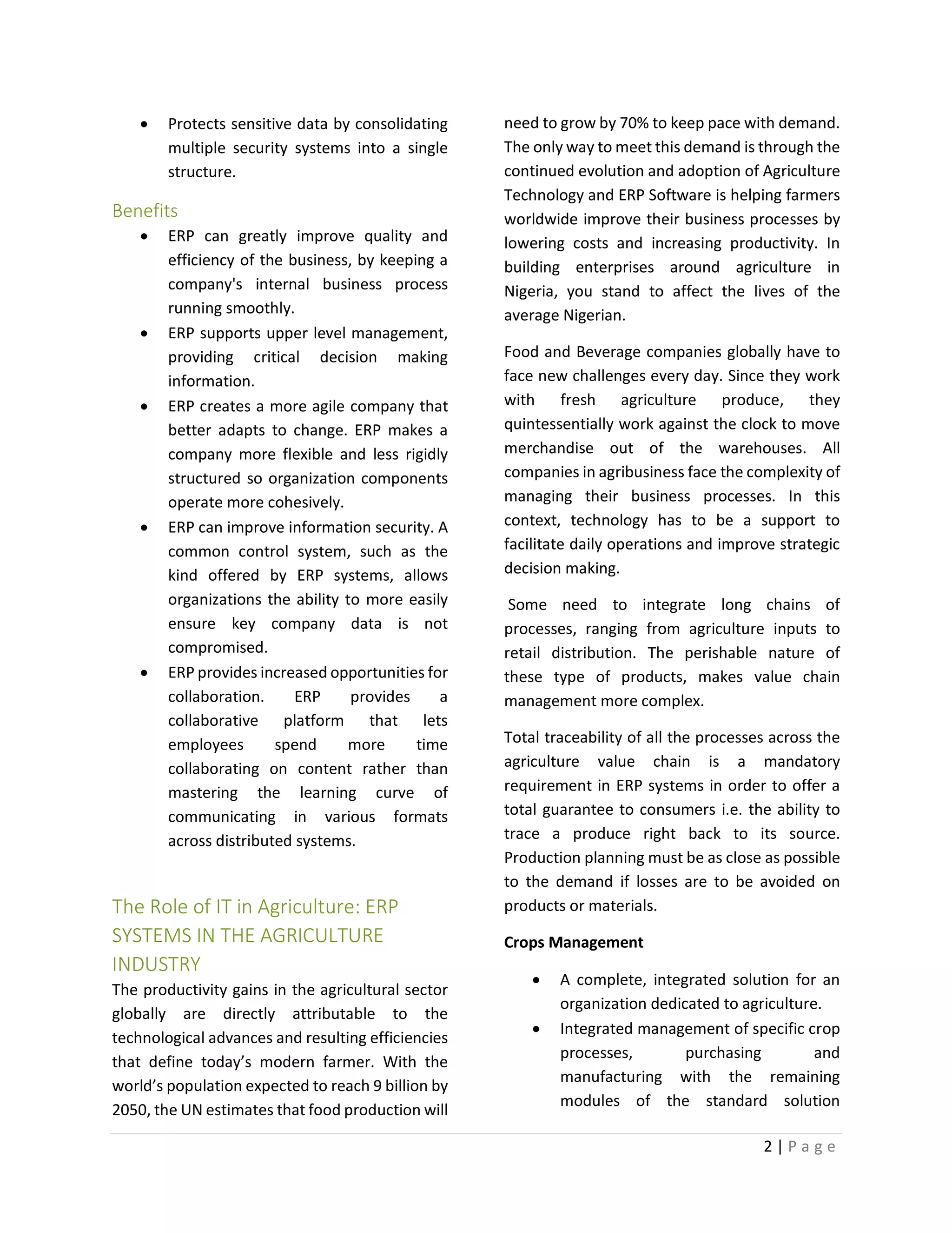 ERP FOR THE AGRICULTURE SECTOR IN NIGERIA | PDF