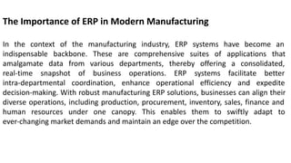 ERP for Manufacturing: A Comprehensive Guide to Optimising Processes | PDF