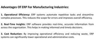ERP for Manufacturing: A Comprehensive Guide to Optimising Processes | PDF