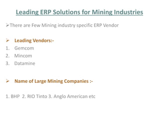 Erp for mining industry | PPT