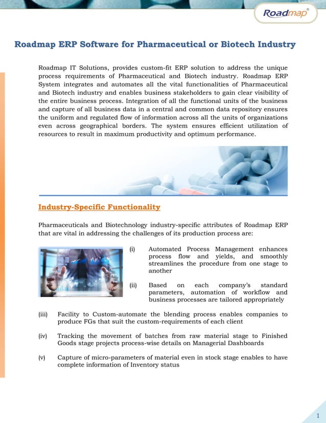 A Study of ERP Software for Pharma | ERP for Biotech Industry | Roadmap ...