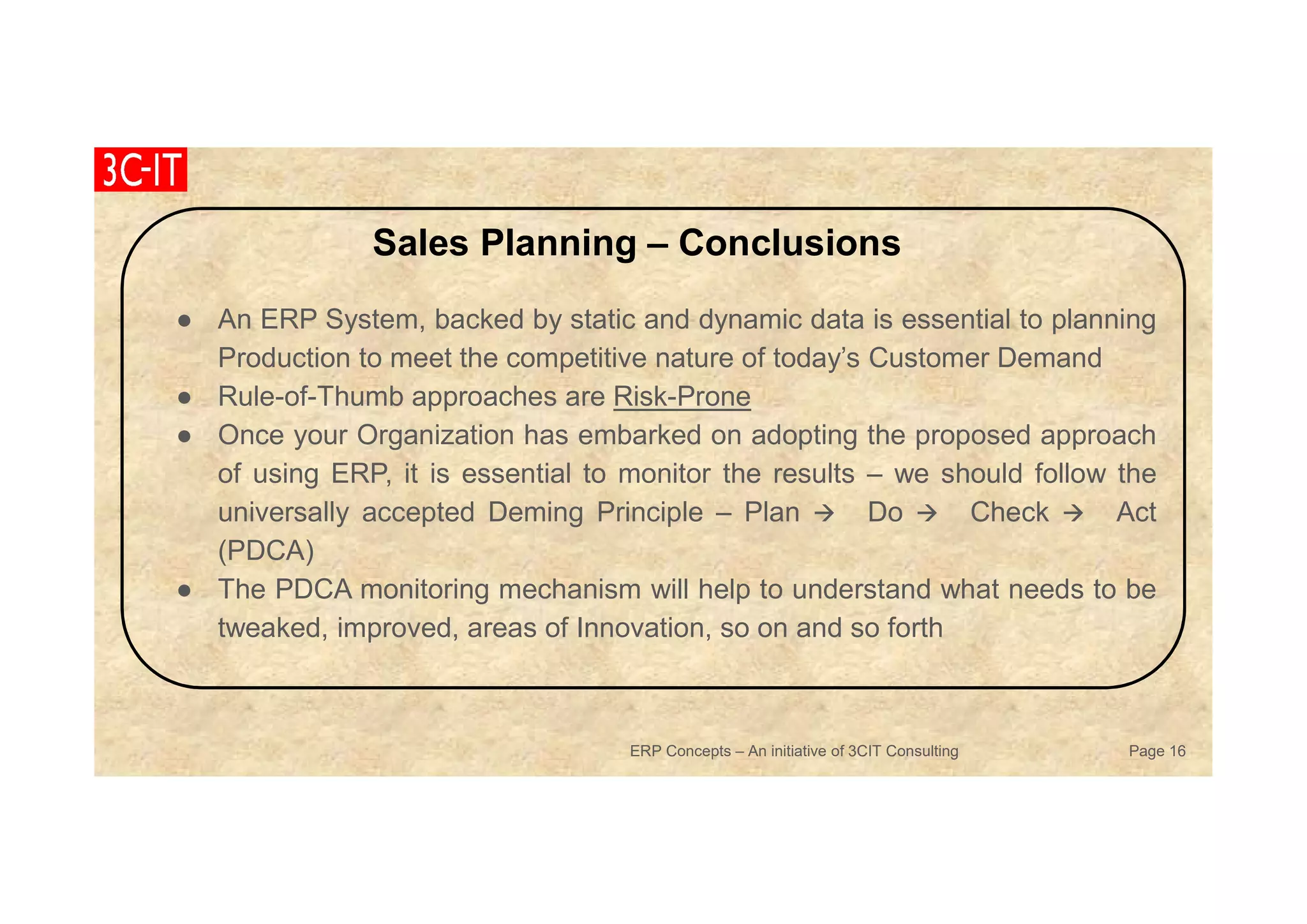 3CIT Consulting - ERP for sales planning using master production ...