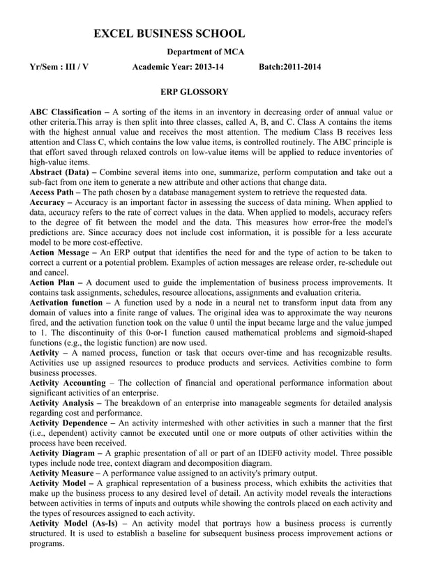 Erp glossary appendixe | PPT