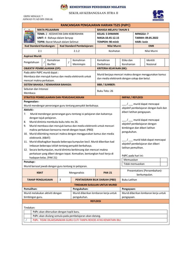 ERPH MINGGU 7.pdf bahasa melayu tahun lima | PDF