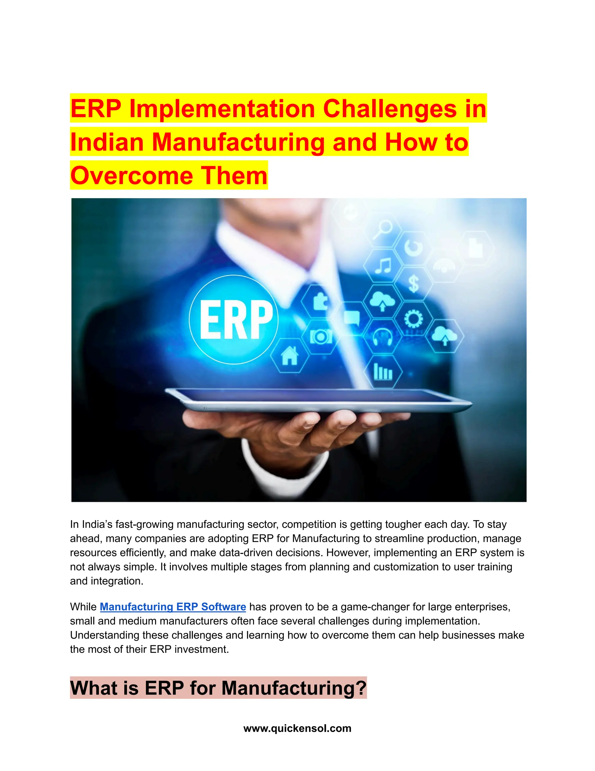 ERP Implementation Challenges in Indian Manufacturing and How to ...