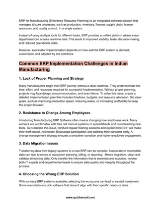 ERP Implementation Challenges in Indian Manufacturing and How to ...