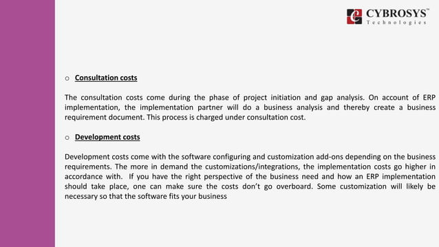 Erp implementation cost analysis | PPTX