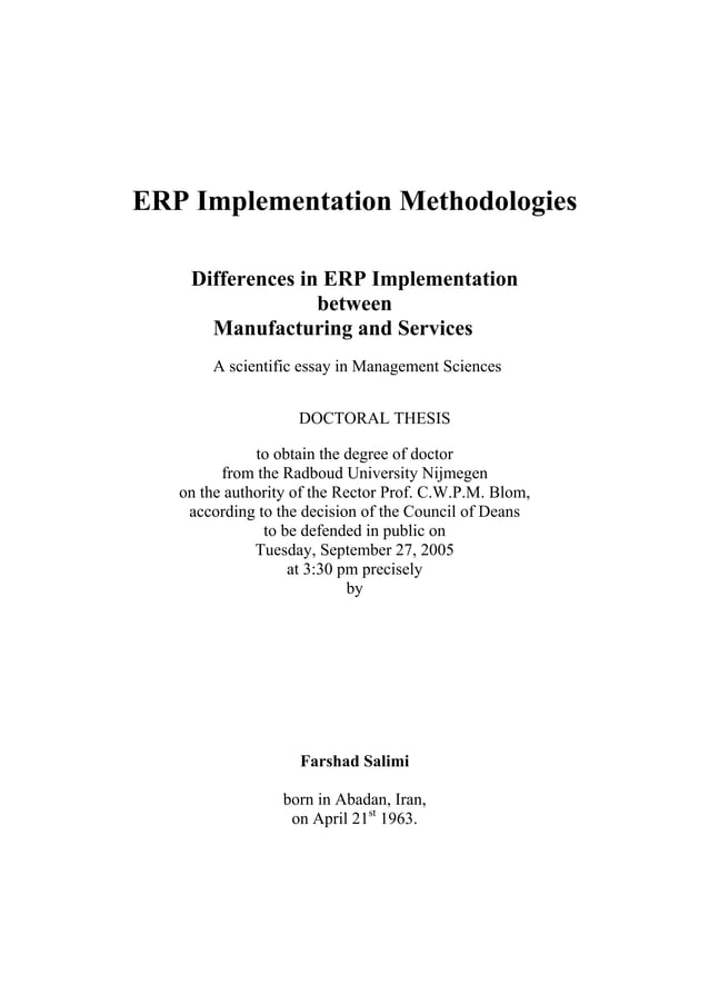 Erp implementation methodologies_ph_d_book | PDF