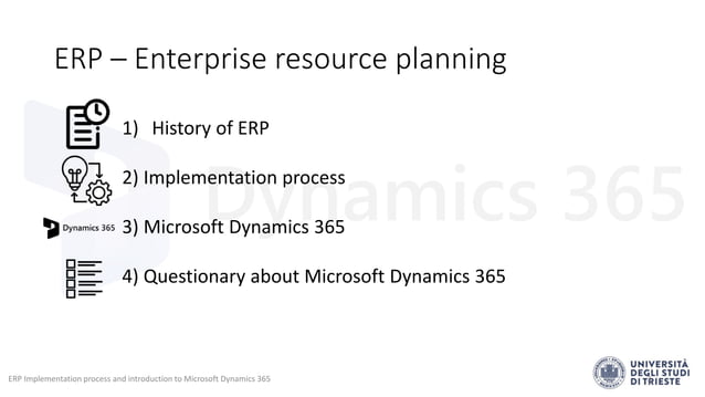 Erp implementation process and introduction to dynamics 365 | PPT