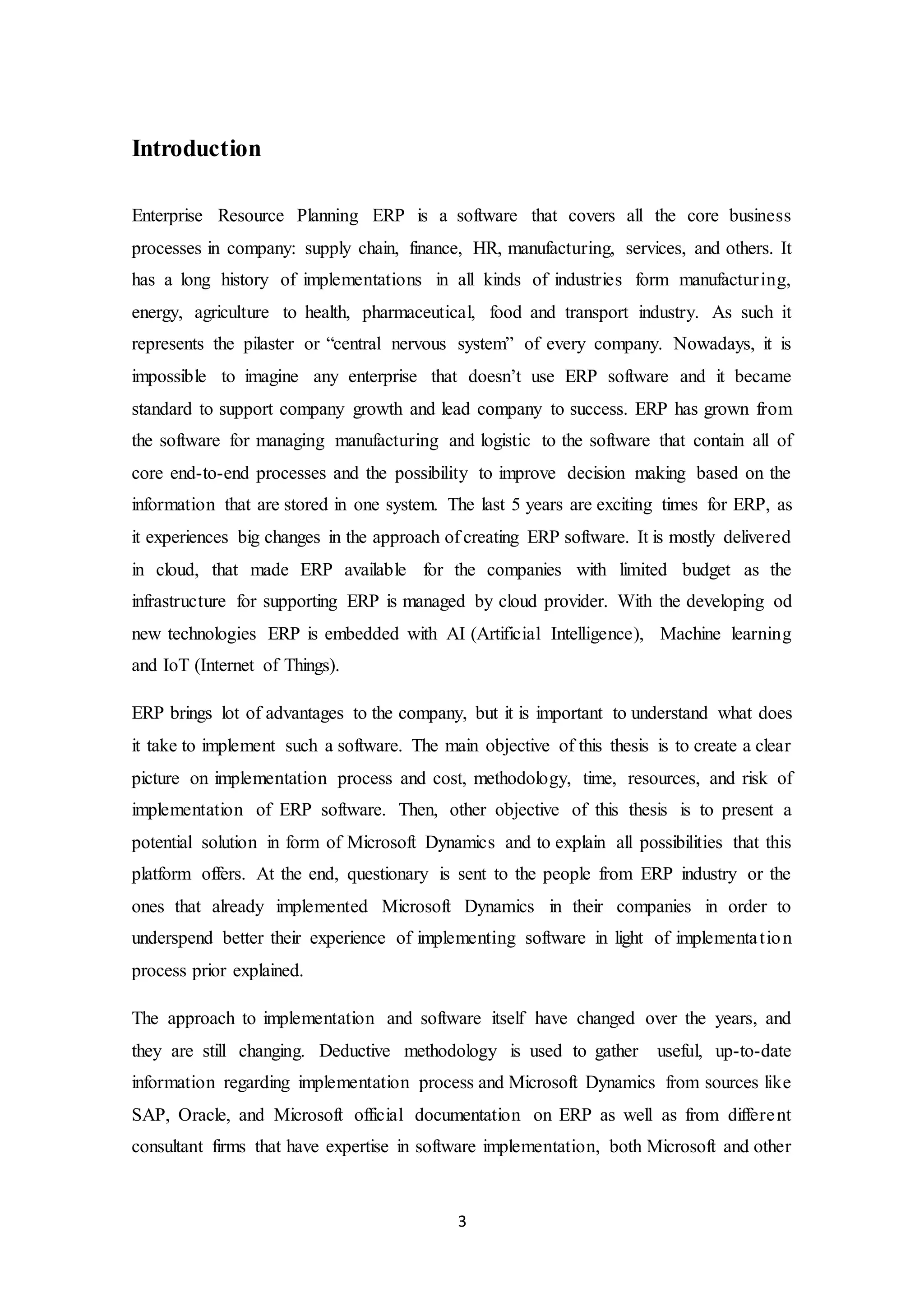 Erp implementation process and introduction to dynamics 365 | DOCX