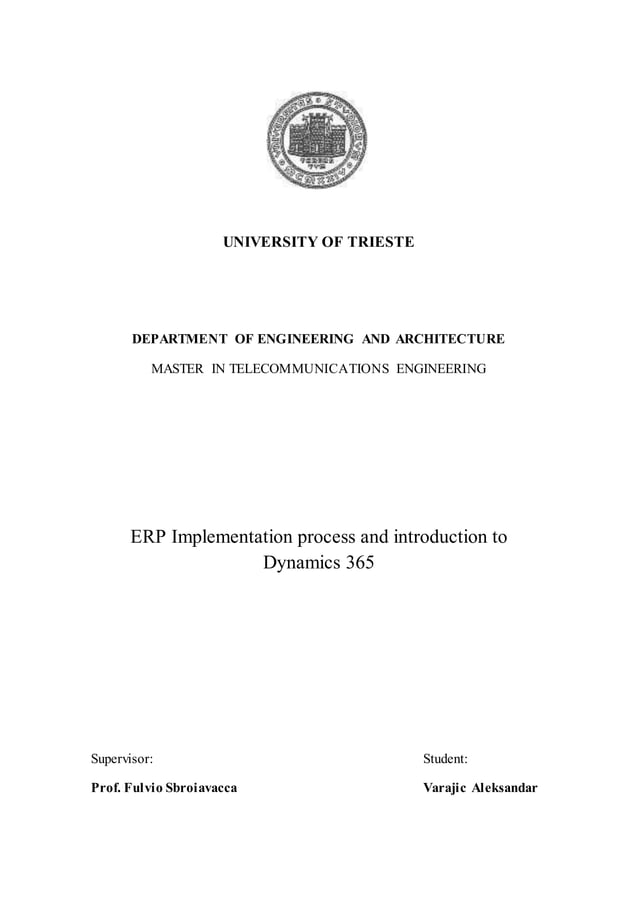 Erp implementation process and introduction to dynamics 365 | DOCX