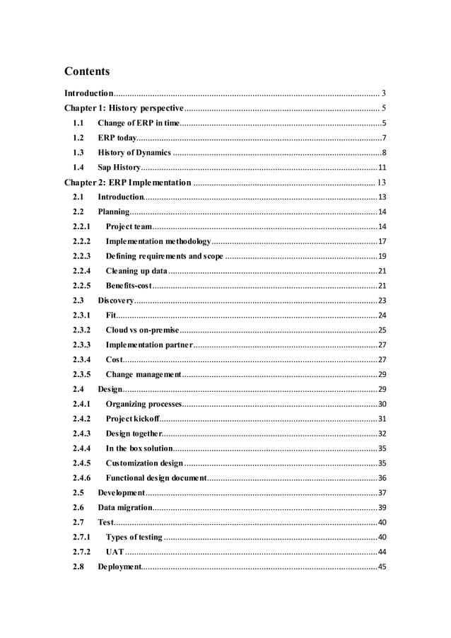 Erp implementation process and introduction to dynamics 365 | DOCX