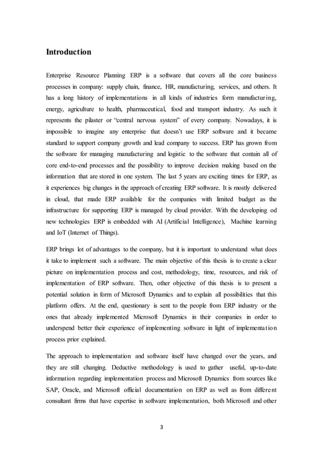 Erp implementation process and introduction to dynamics 365 | DOCX