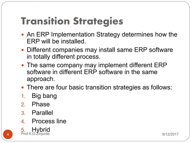 Erp implementation transition strategies | PPTX | Computing | Technology & Computing