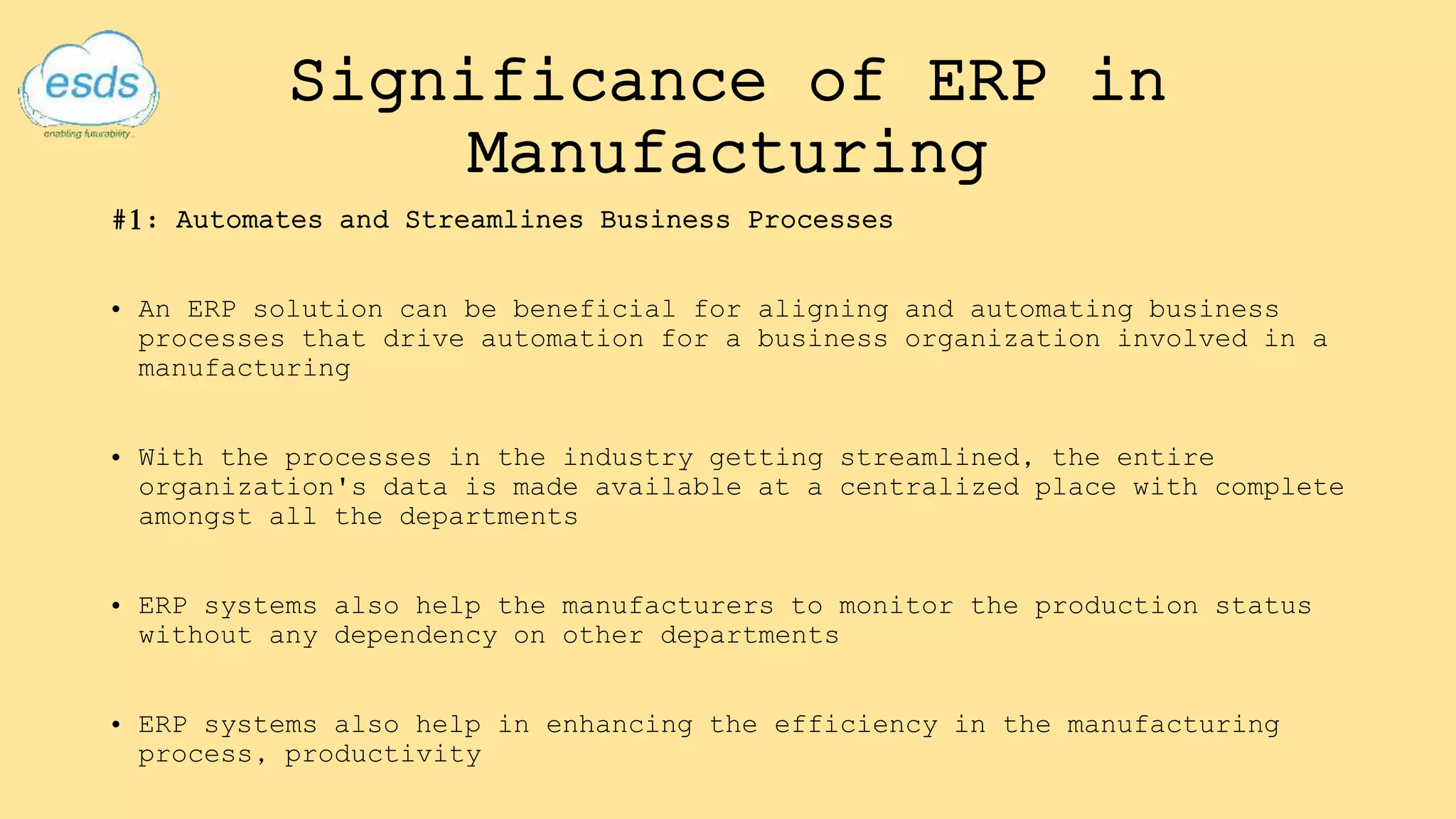 Erp in manufacturing | PPTX