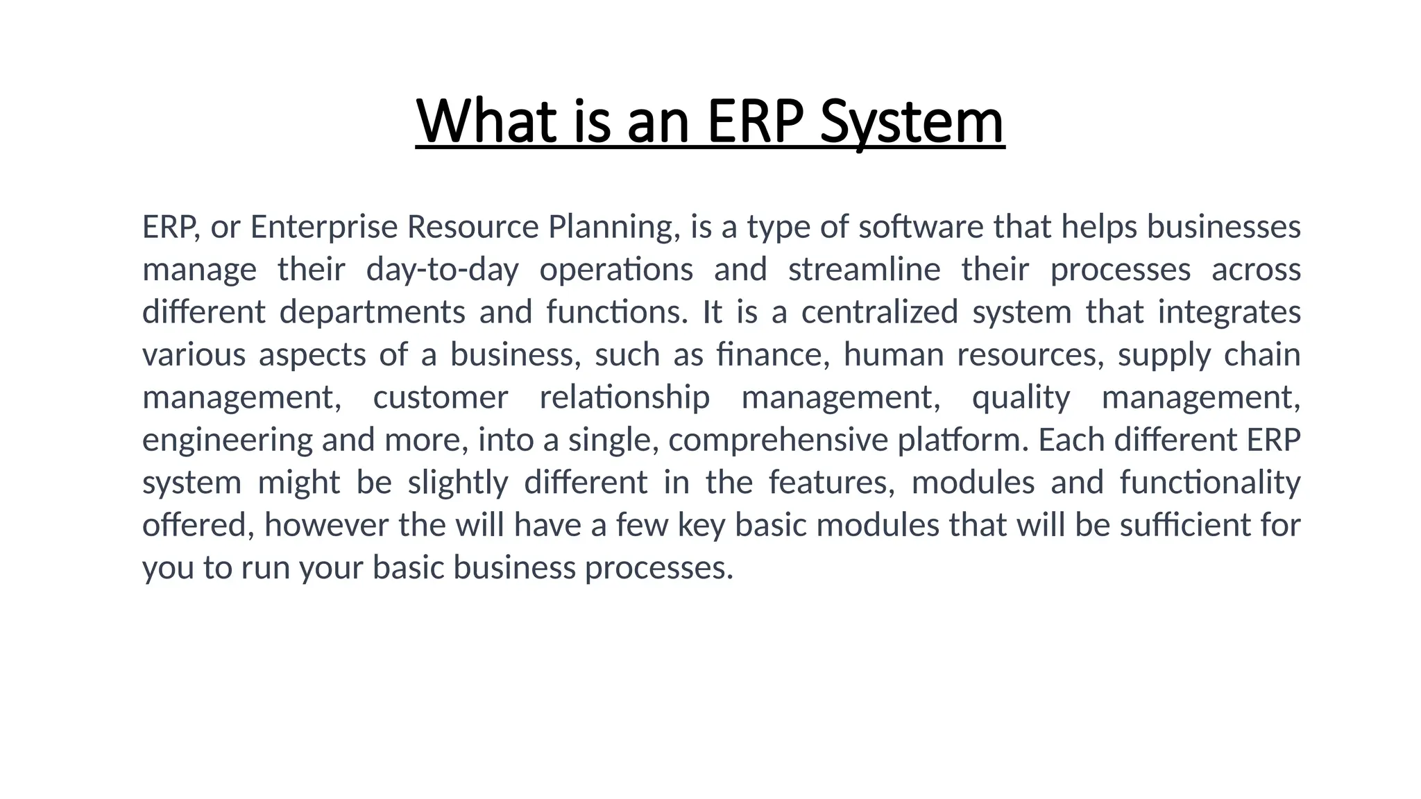 An Introduction to how ERP system works in general by Rowen Tan | PPTX