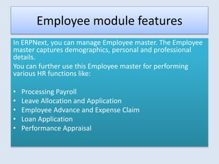 presentation about Erpnext HR system | PPT