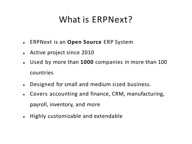 ERPNext Enterprise Resource Planning System | PPTX