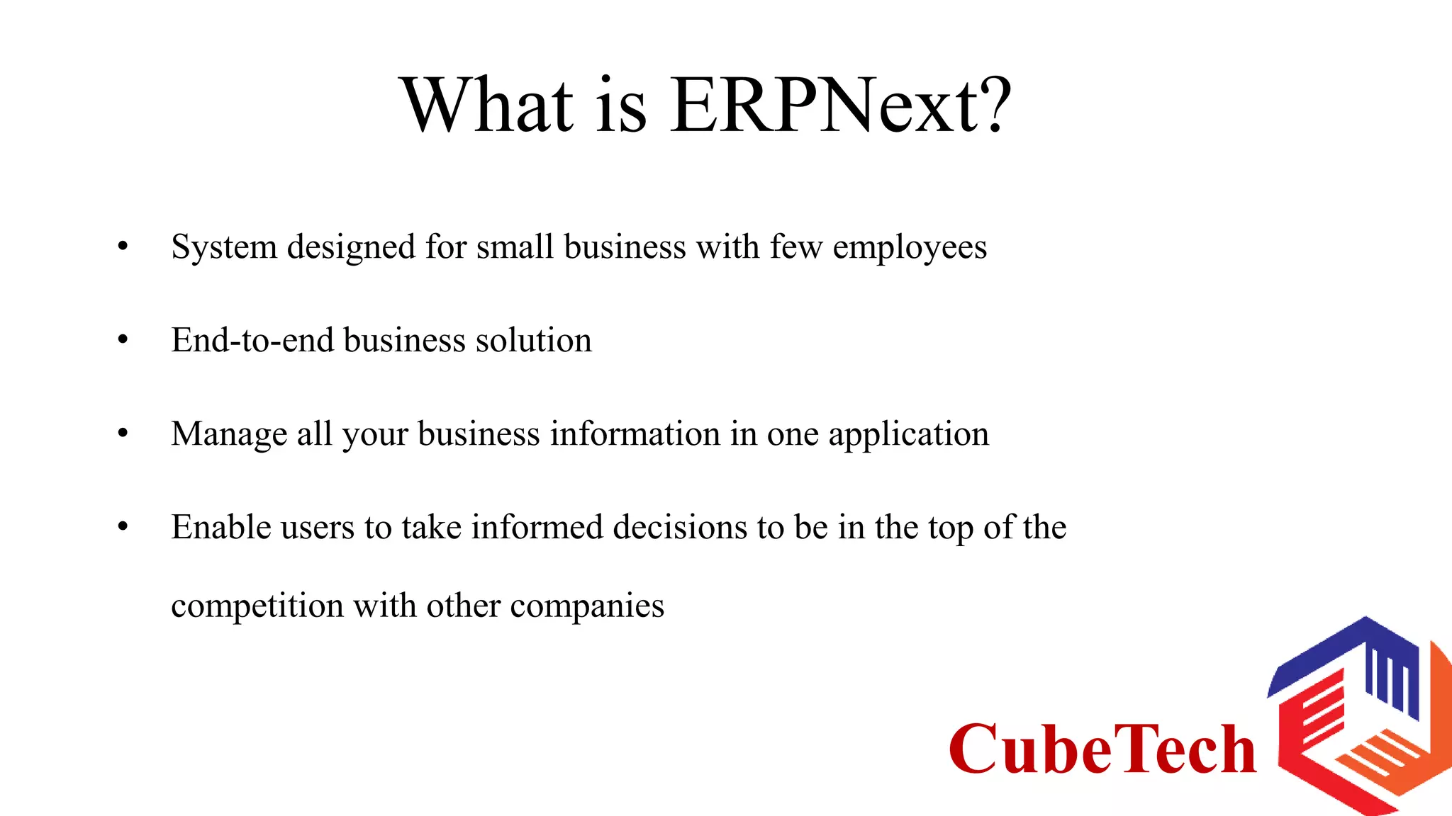 ERPNext system (CubeTech) | PPTX